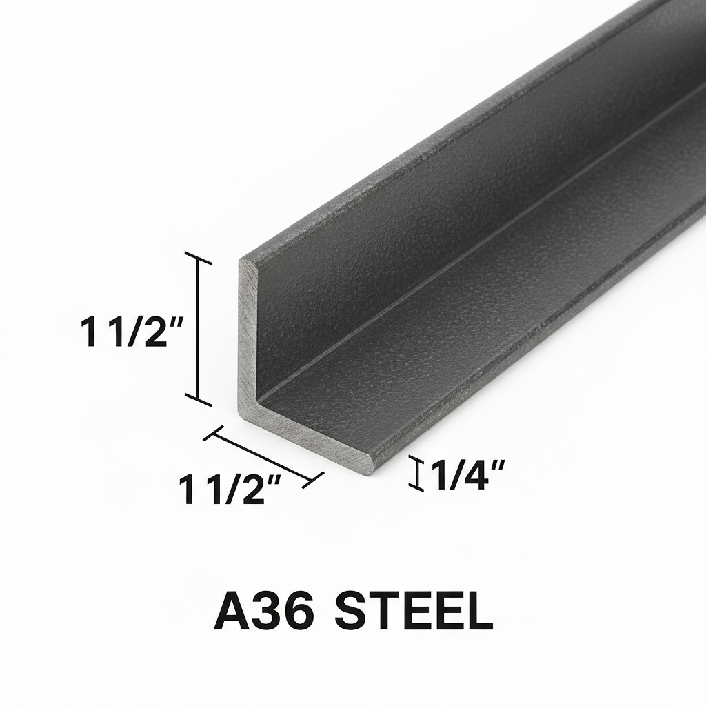 1 1/2” x 1 1/2” x 1/4” Steel Angle Iron A36 Hot Rolled Carbon Steel Li ...