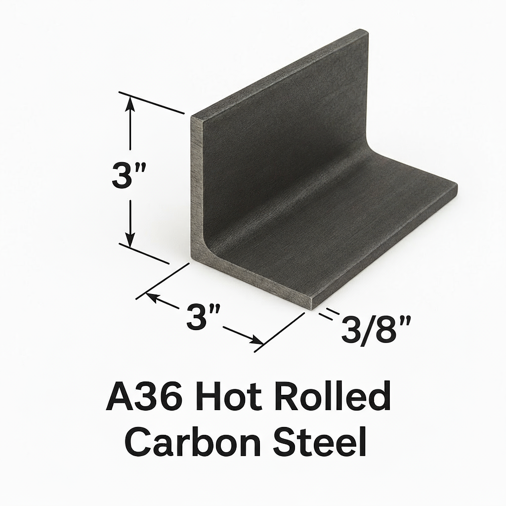 3” x 3” x 3/8” Steel Angle Iron A36 Hot Rolled Mild Carbon Steel Angle ...