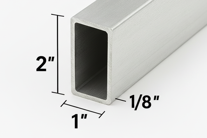2” x 1” x 1/8” Aluminum Rectangle Tube 6063 Hollow 0.125” Pipe 11ga St ...
