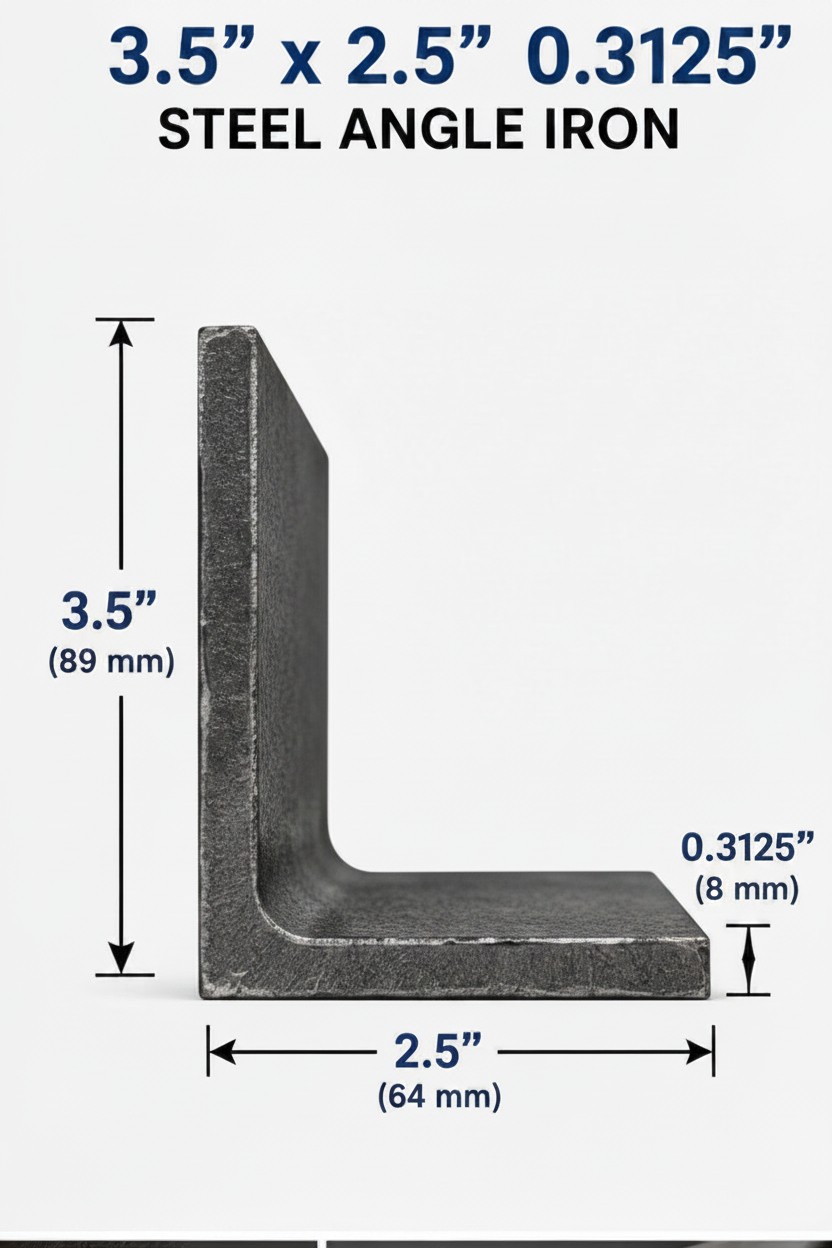 3 1/2” x 2 1/2” x 5/16” Steel Angle Iron Trim Bracket A36 Hot Rolled C ...